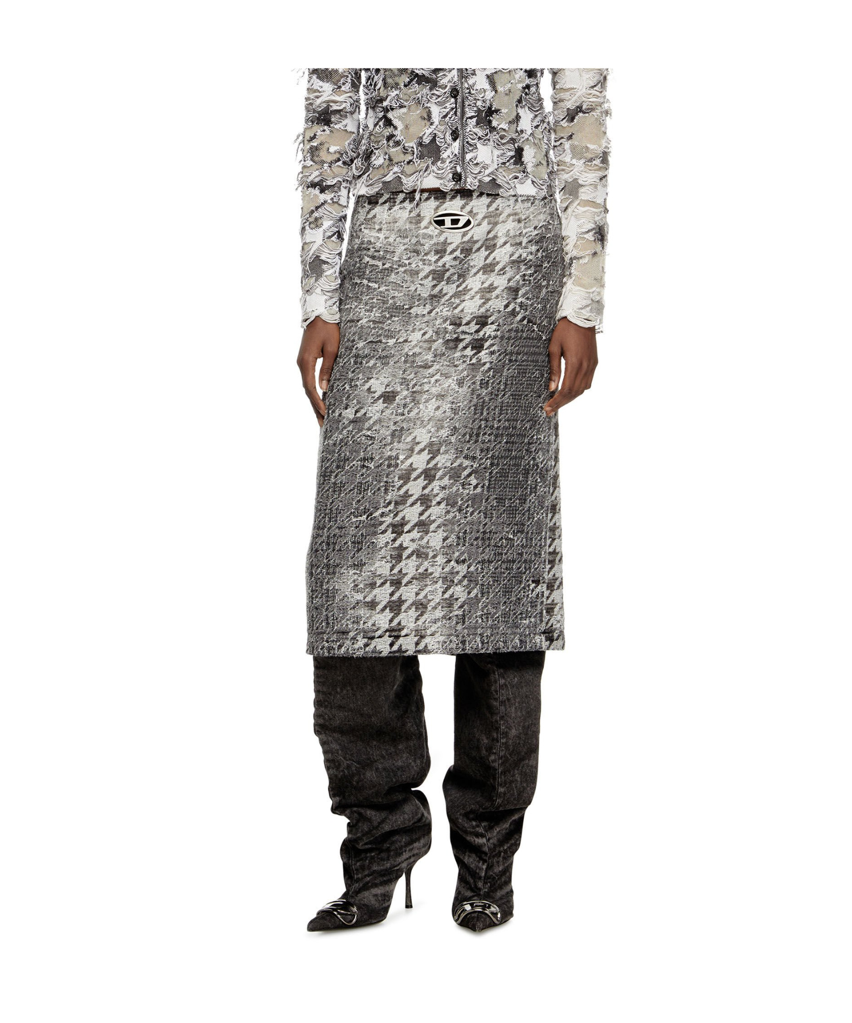 DIESEL® Diesel De-Rathian-Fsh Midi Skirt with Logo Detail